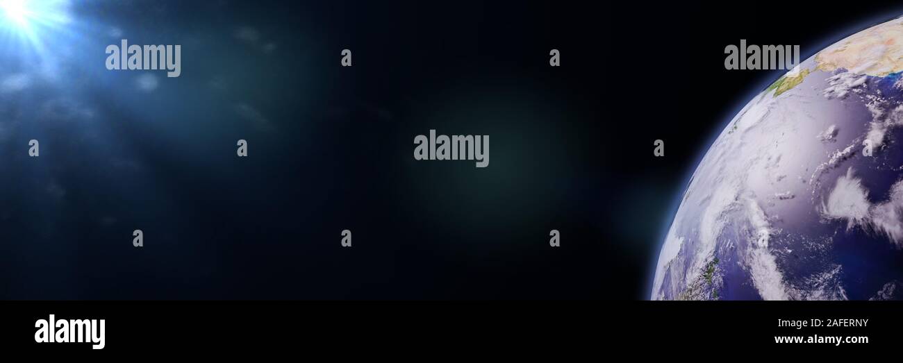 beautiful planet Earth lit by the bright Sun in empty space Stock Photo ...