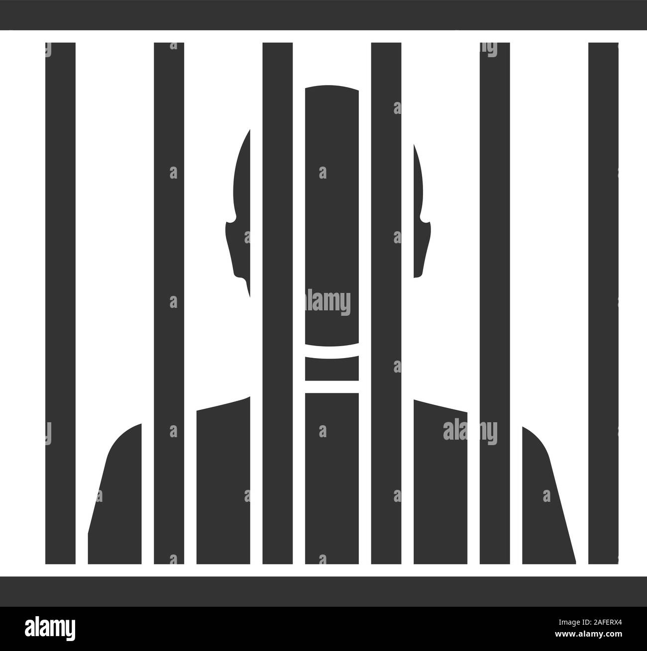 Prisoner glyph icon. Jail, prison. Silhouette symbol. Negative space ...