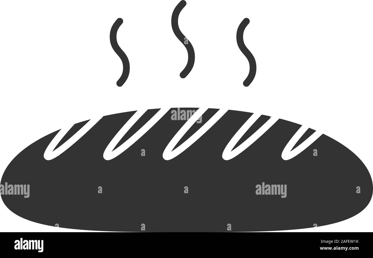 Fresh bread loaf glyph icon. Bakery. Silhouette symbol. Negative space ...