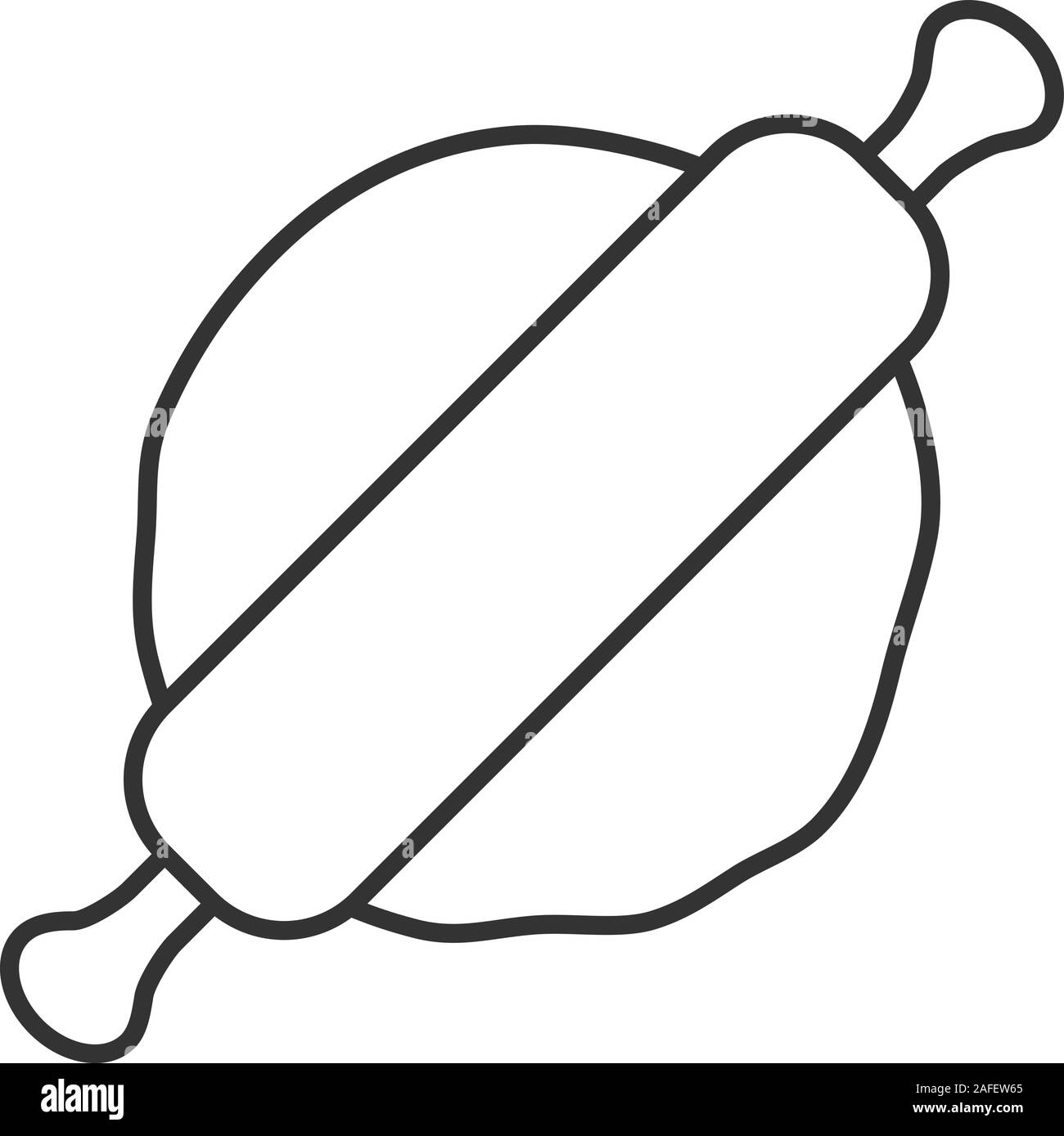 Rolling pin and dough linear icon. Thin line illustration. Contour ...