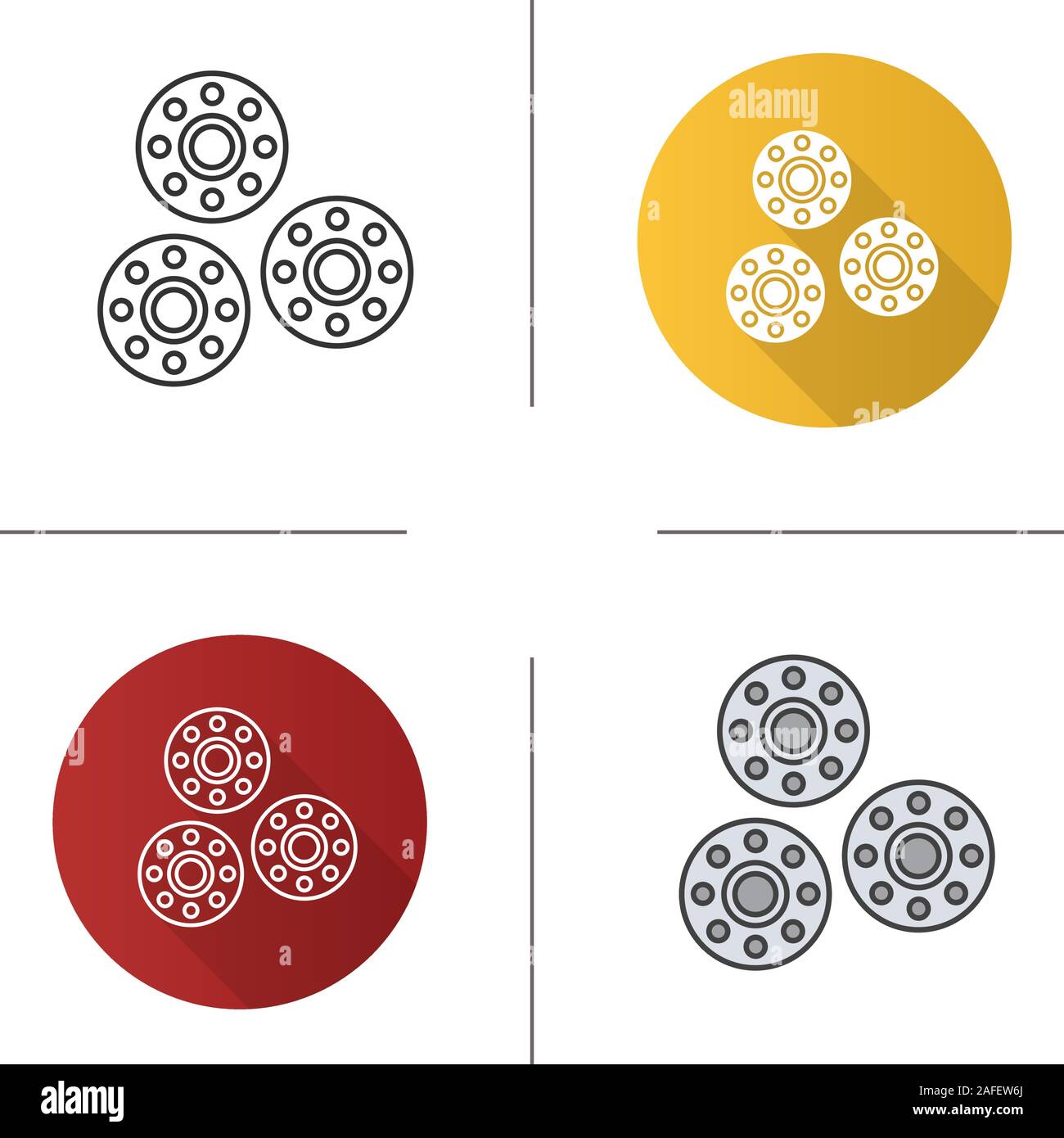 Bobbins icon. Flat design, linear and color styles. Sewing machine part ...