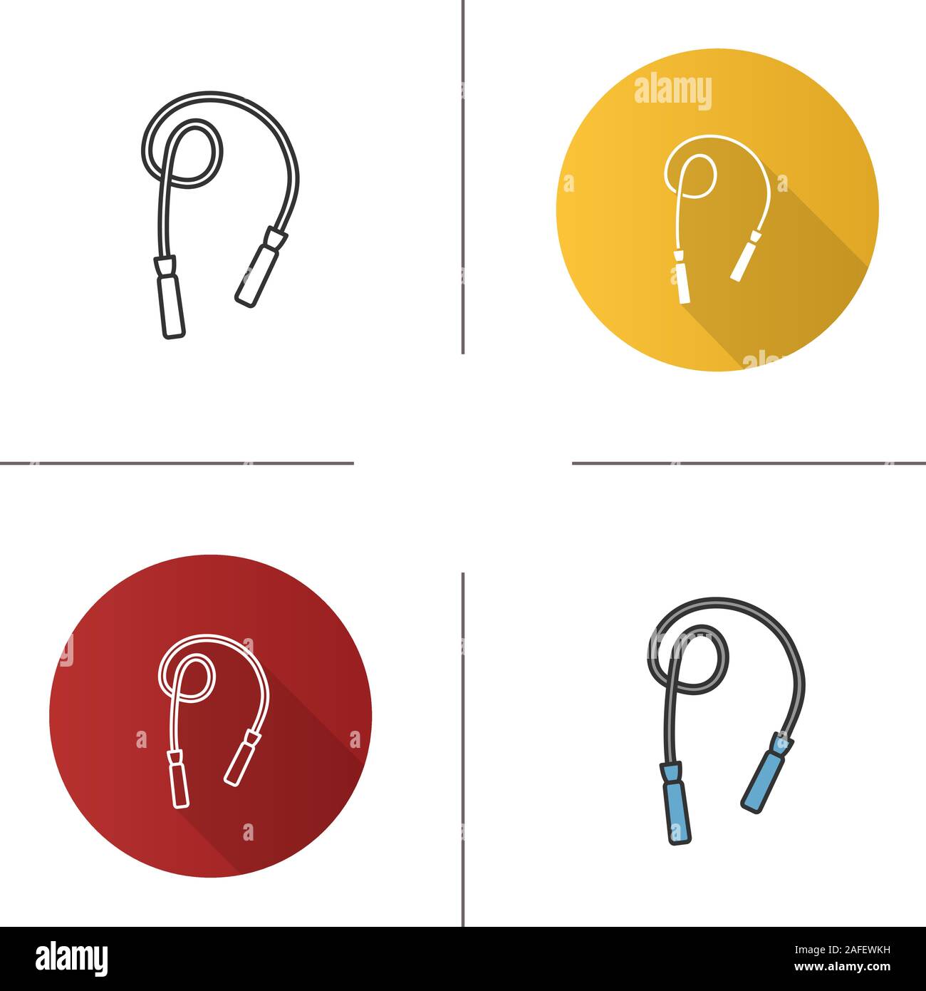 Jump rope icon. Flat design, linear and color styles. Skipping rope ...