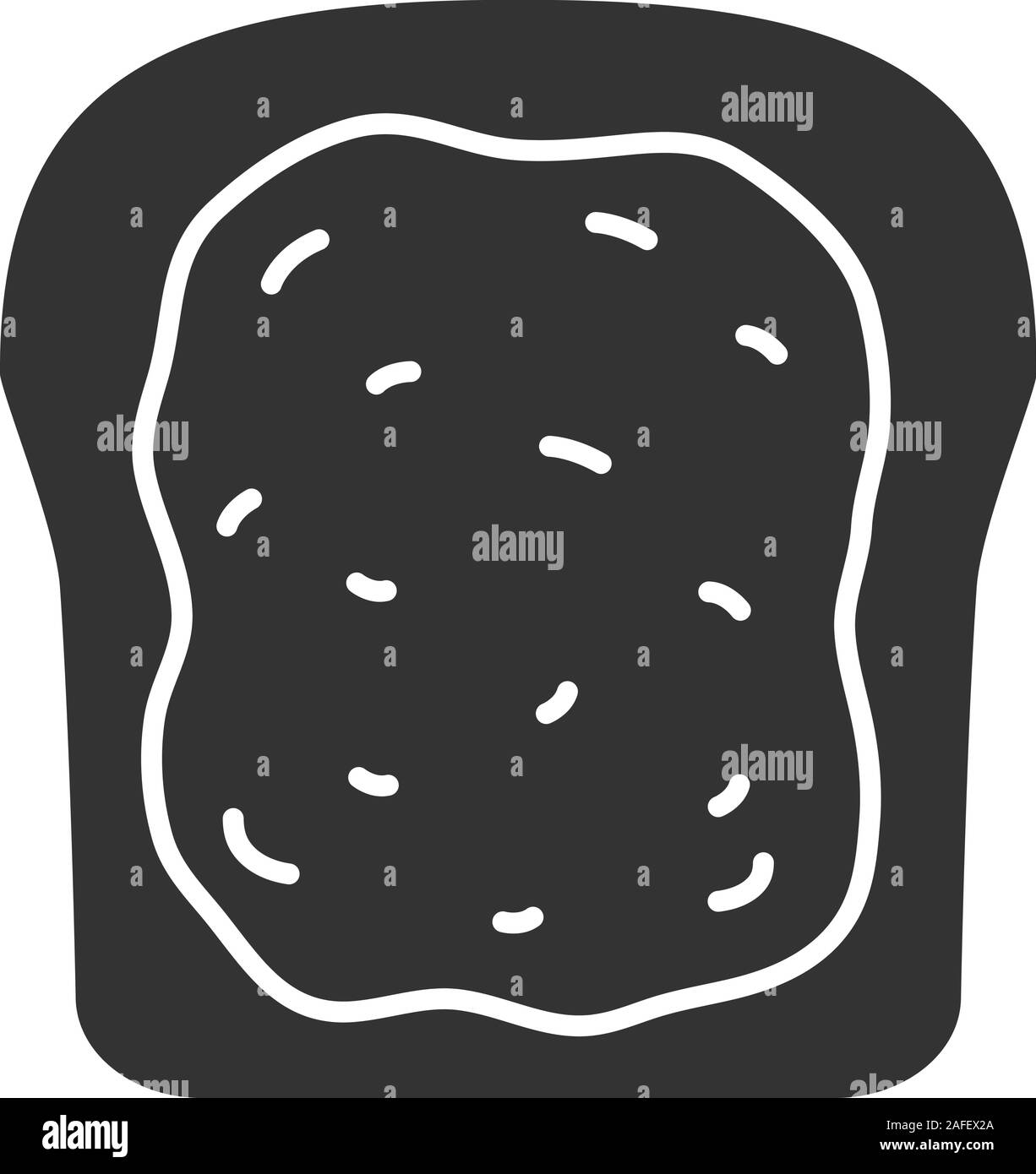 Toast with jam or butter glyph icon. Breakfast. Silhouette symbol ...