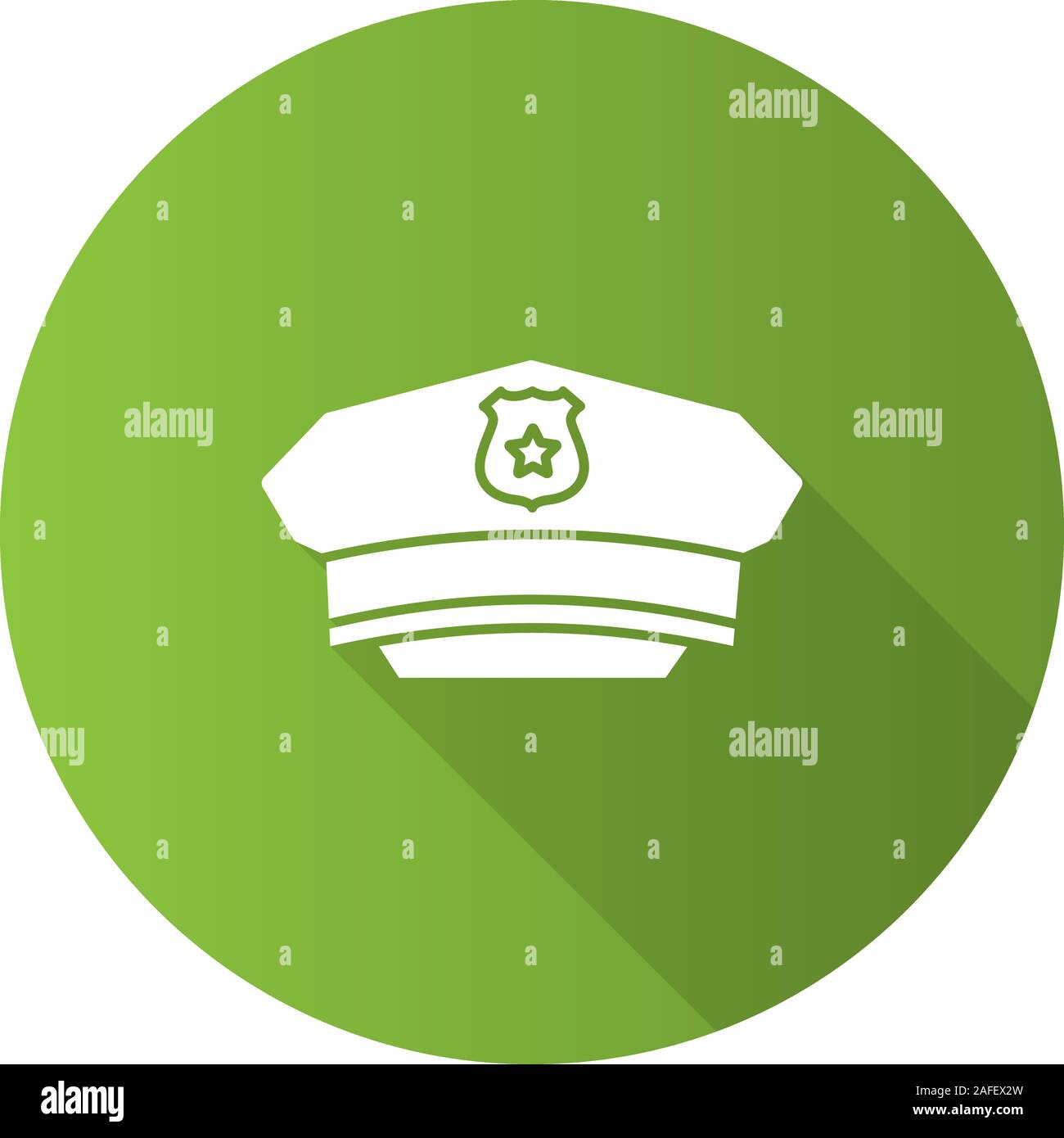 Policeman hat flat design long shadow glyph icon. Cop cap. Vector ...