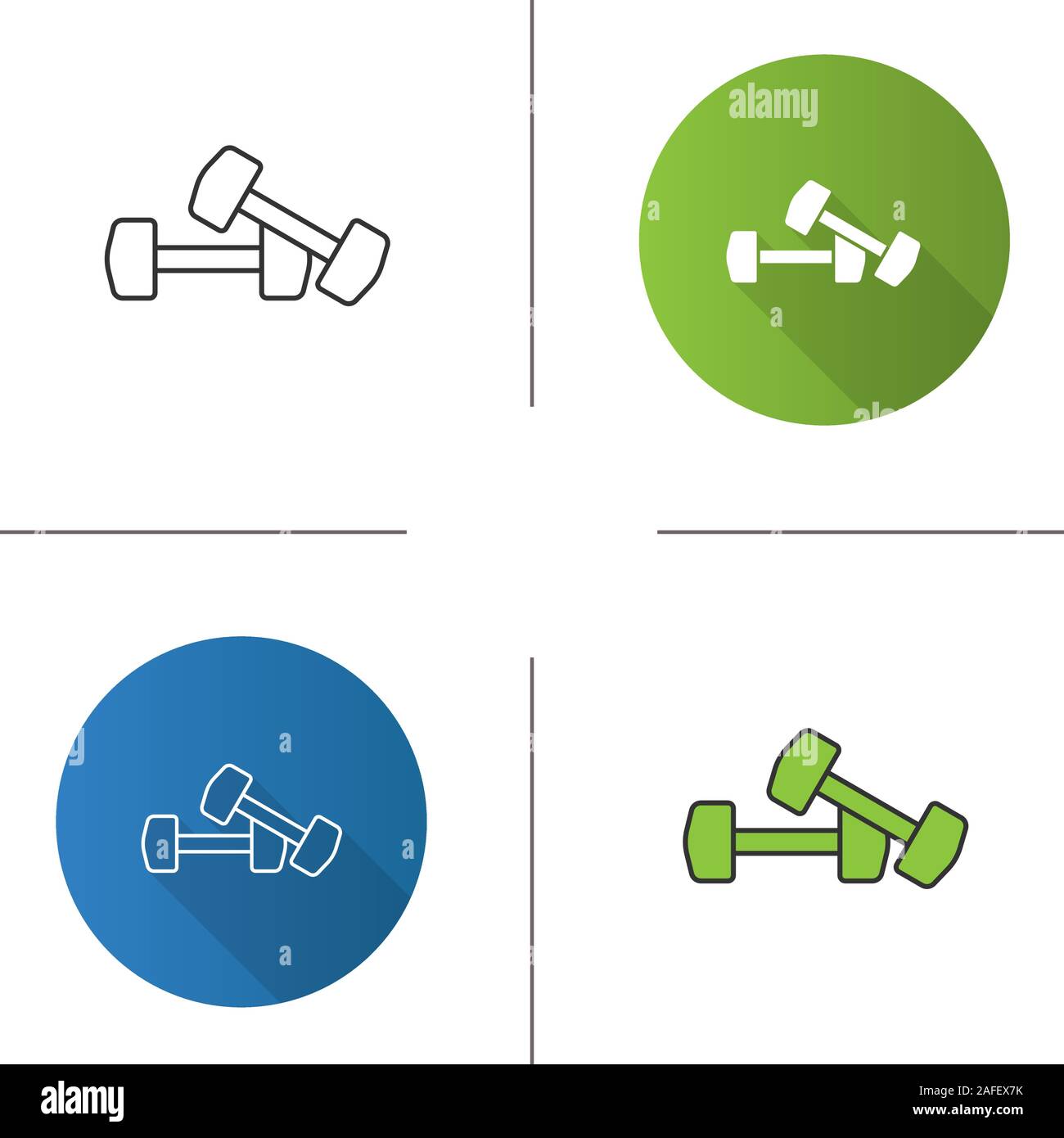 Dumbbells icon. Flat design, linear and color styles. Fitness equipment ...
