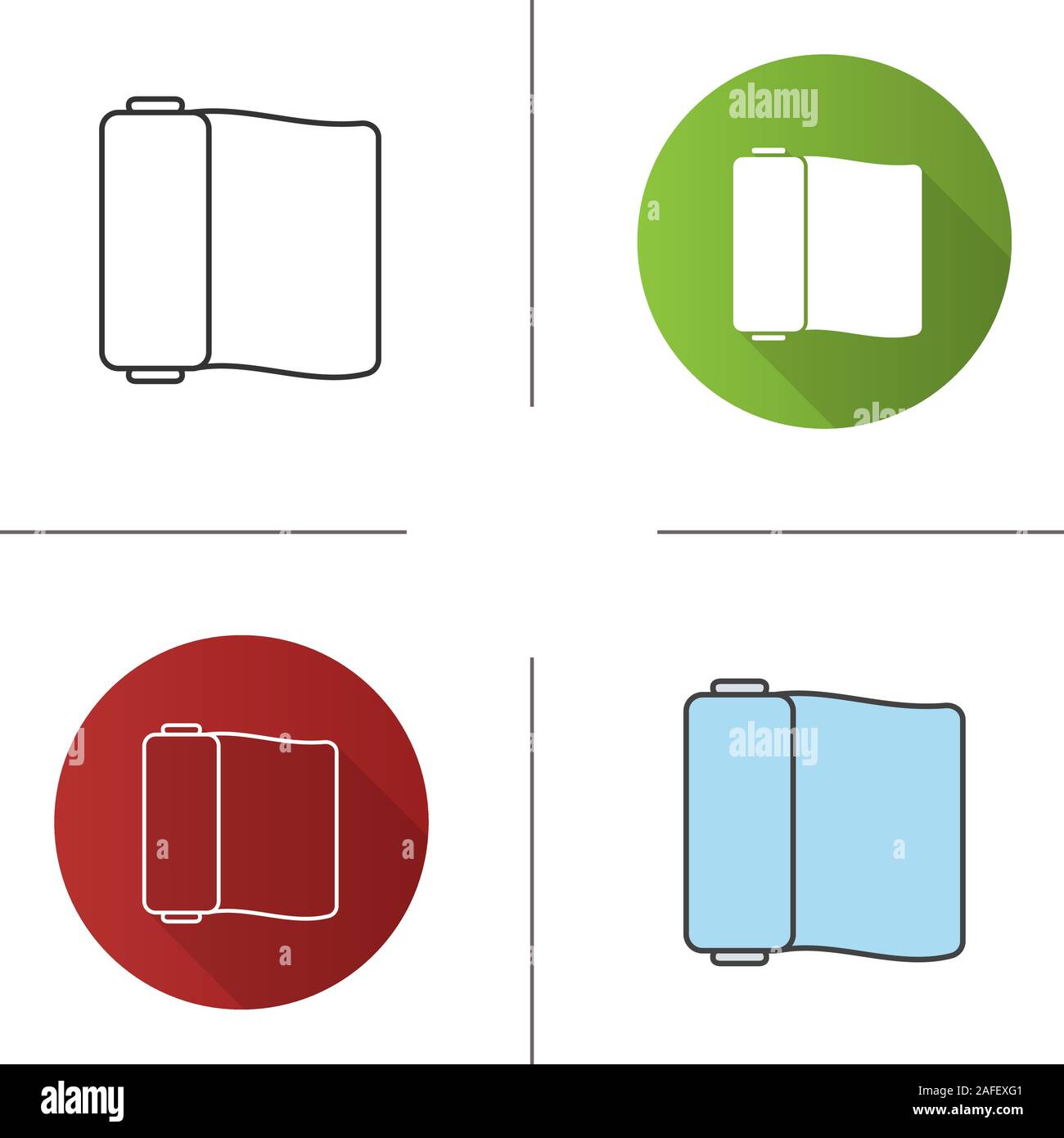 Fabric roll icon. Flat design, linear and color styles. Textile ...