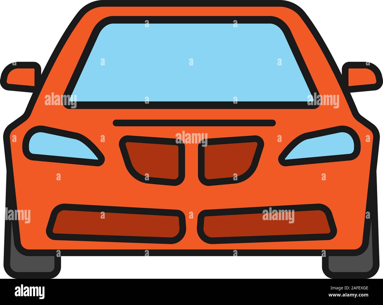 Car front view color icons set. Automobile. Isolated vector ...