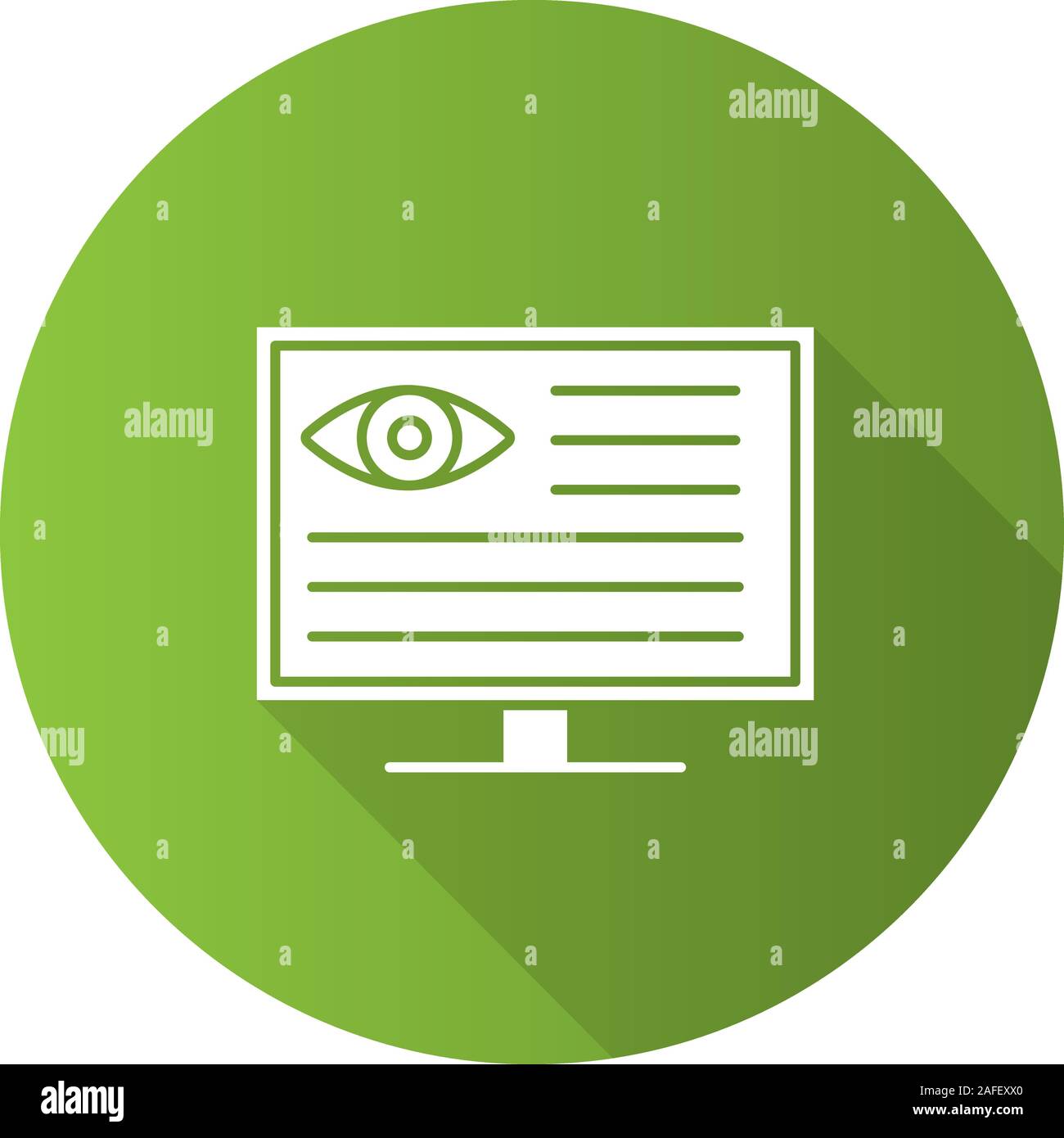 Eye diagnostic computer flat design long shadow glyph icon. Vision ...