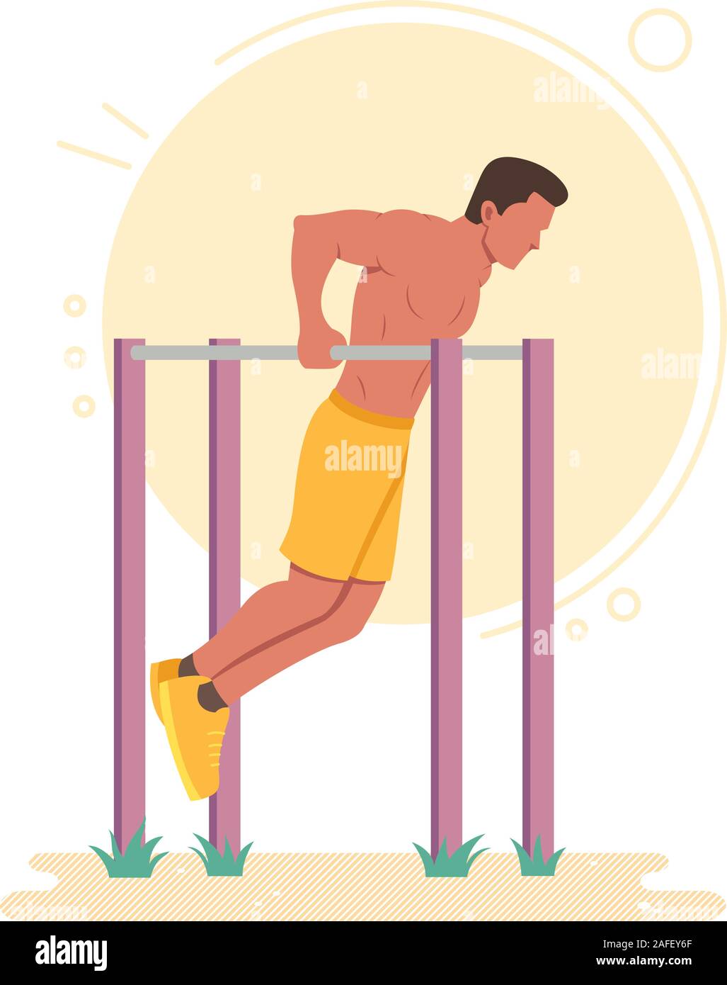 Parallel bars dip man Stock Vector Images - Alamy