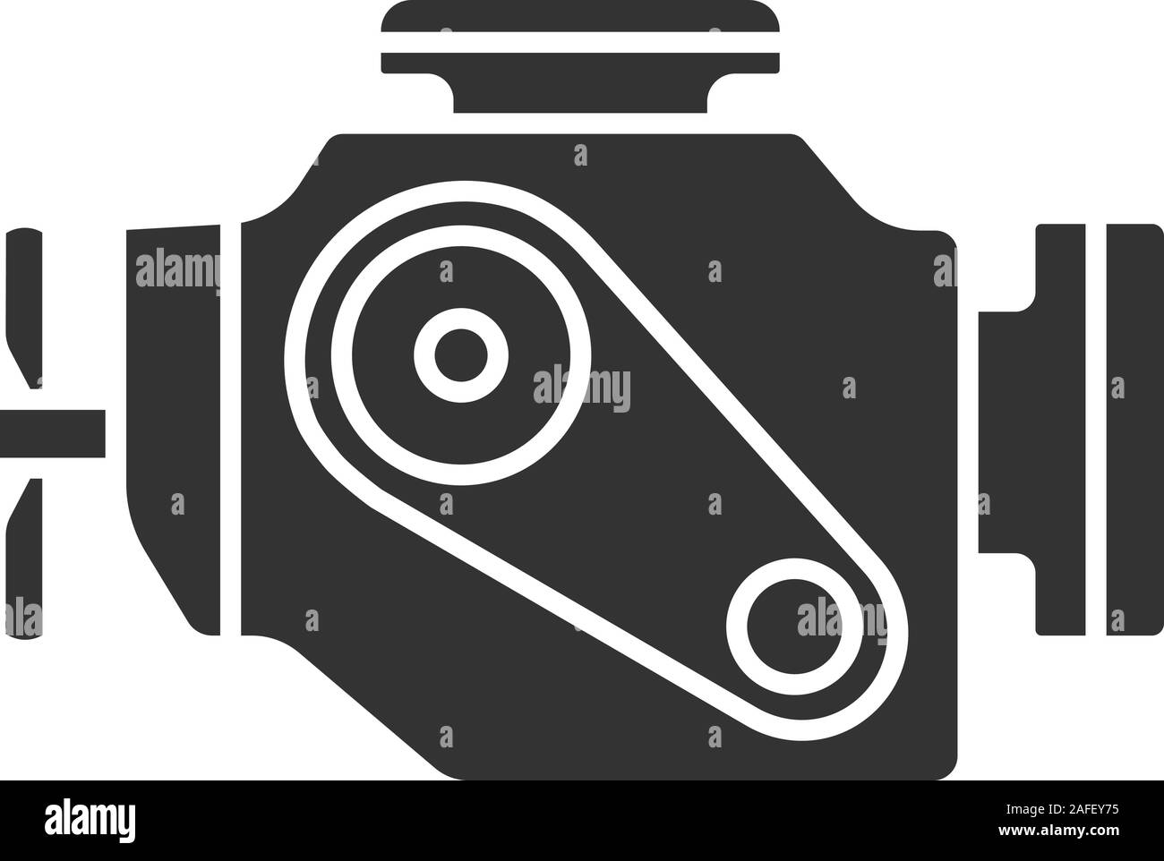 Car engine glyph icon. Motor. Silhouette symbol. Negative space. Vector ...