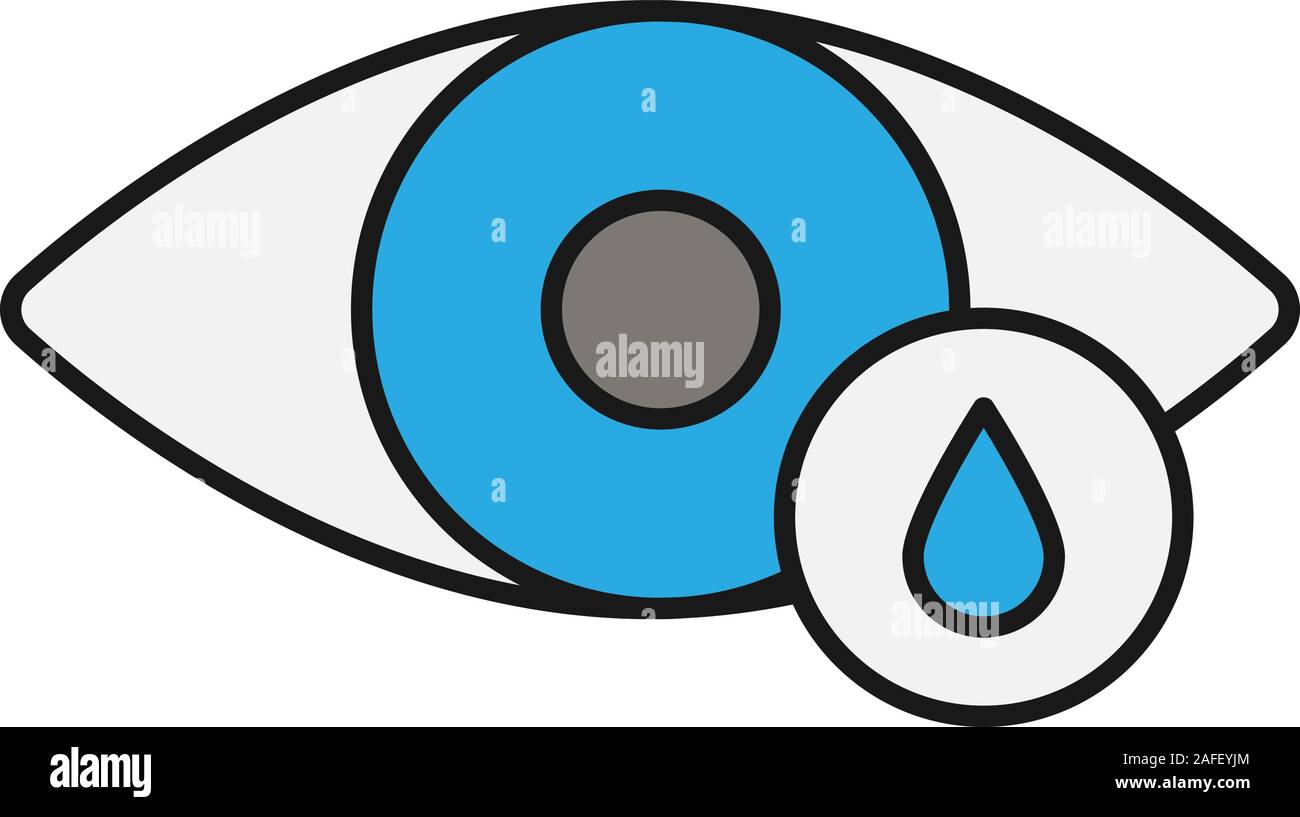 Human eye with drop color icon. Eye drops. Isolated vector illustration ...