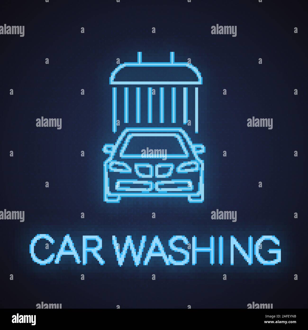 Car washing neon light icon. Auto cleaning service glowing sign. Vector ...