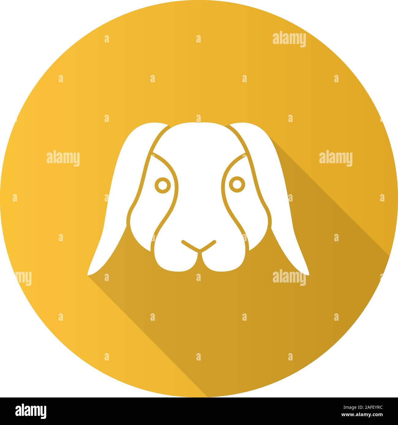 Dwarf rabbit flat design long shadow glyph icon. Bunny. Hare. Vector ...