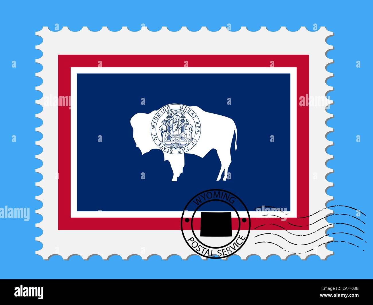 U.S. state of Wyoming Flag with Postage Stamp Vector illustration Eps ...