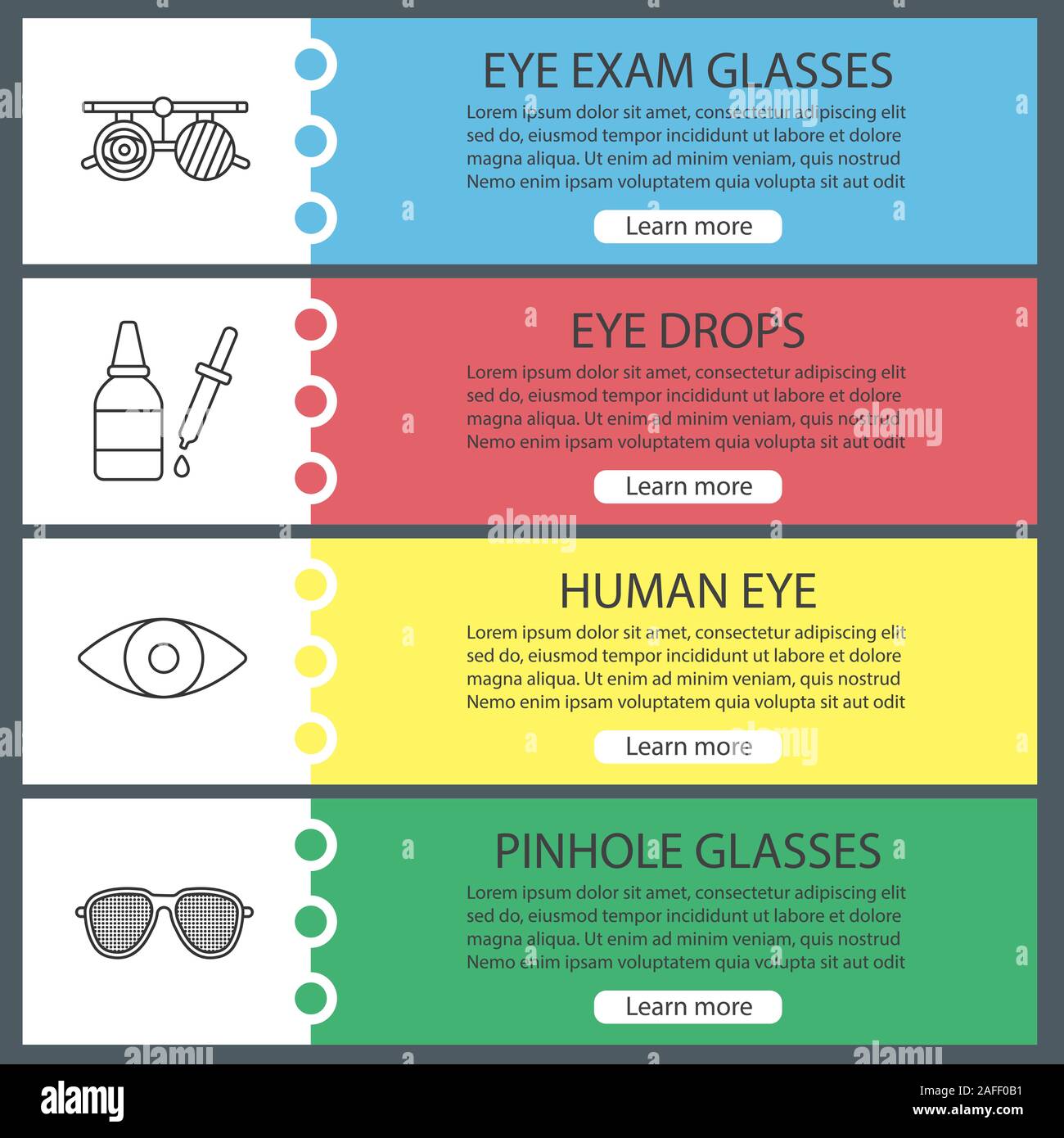 Ophthalmology web banner templates set. Exam glasses, eye drops ... Ophthalmology web banner templates set. Exam glasses, eye drops ...