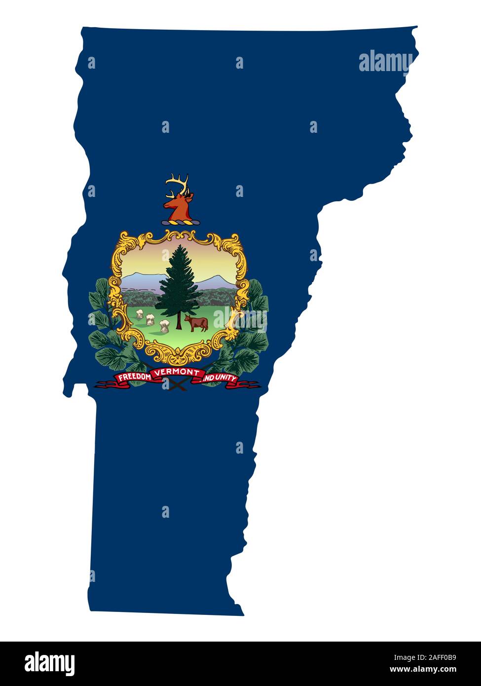 U.S. state of Vermont Flag Map Vector illustration Eps 10 Stock Vector ...