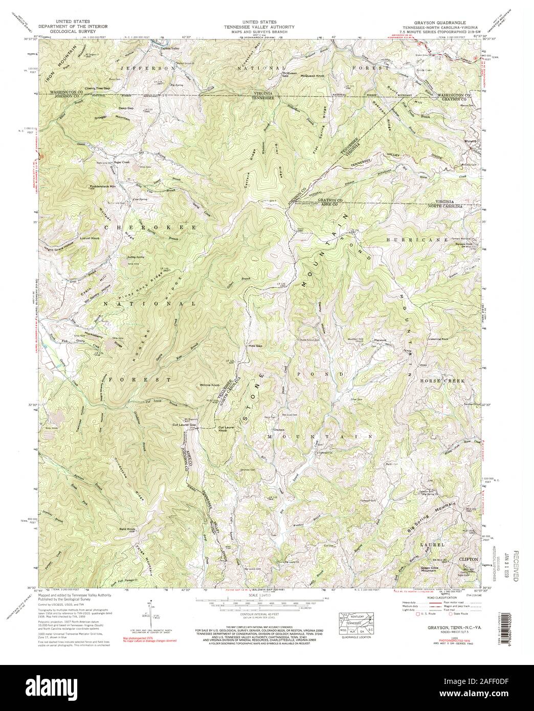 USGS TOPO Map North Carolina TN Grayson 143940 1959 24000 Restoration ...