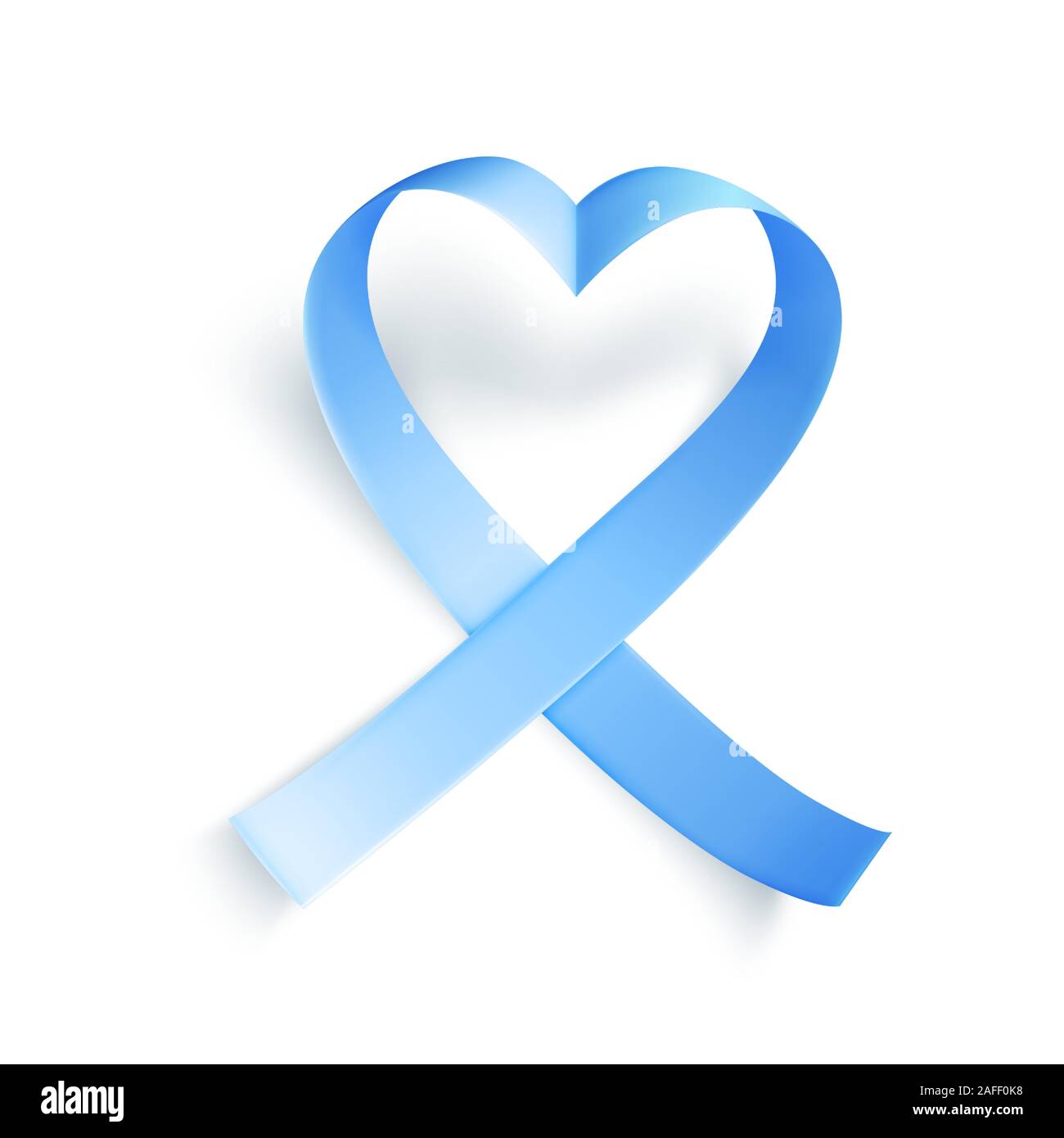 Blue ribbon over white background. Heart shaped form. Realistic medical ...