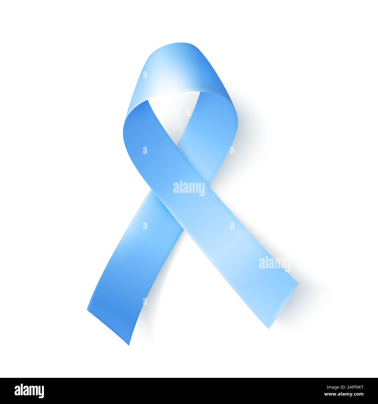 Silk blue ribbon isolated over white background. Realistic medical ...