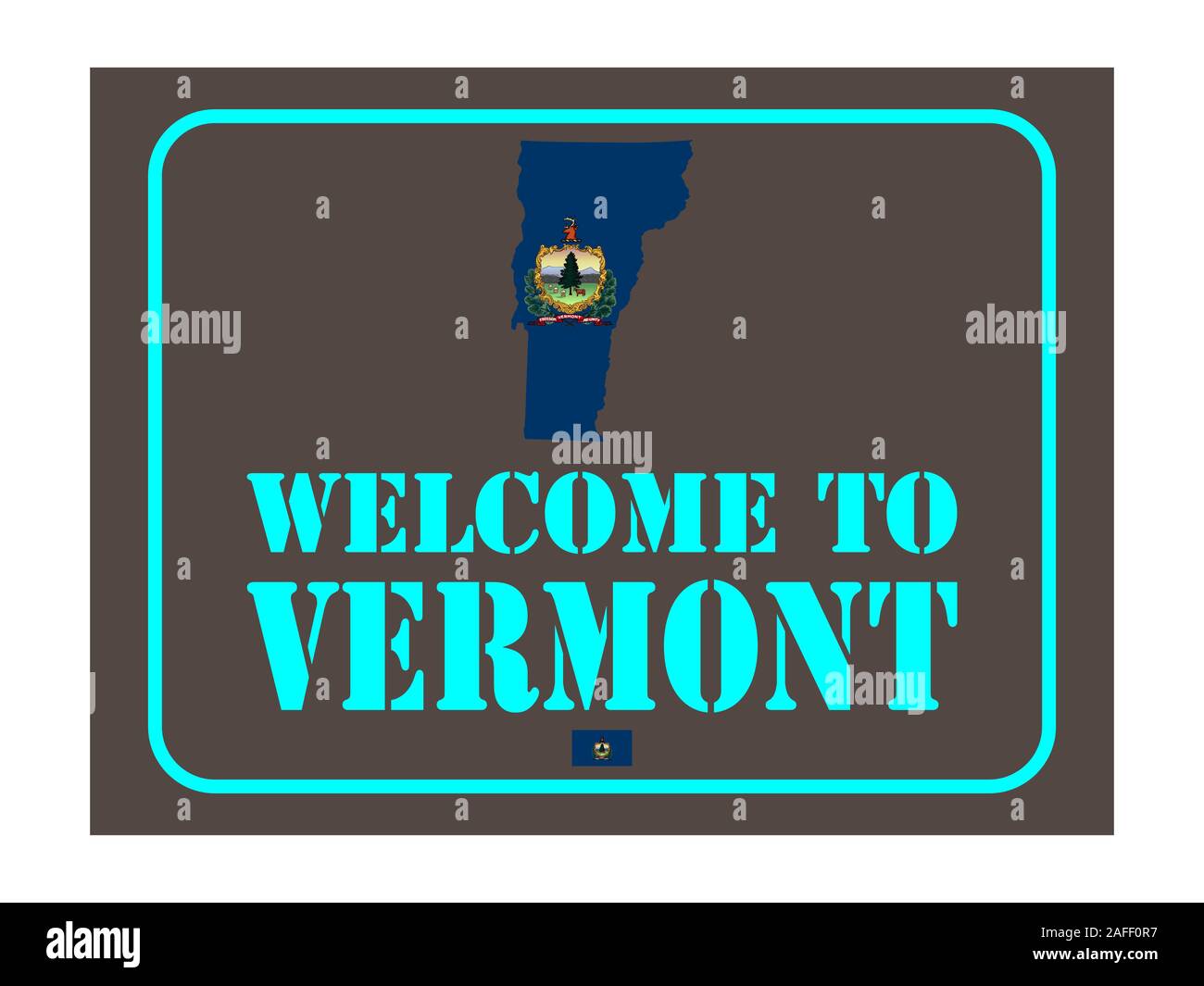 Welcome to Vermont sign with flag map Vector illustration Eps 10 Stock ...