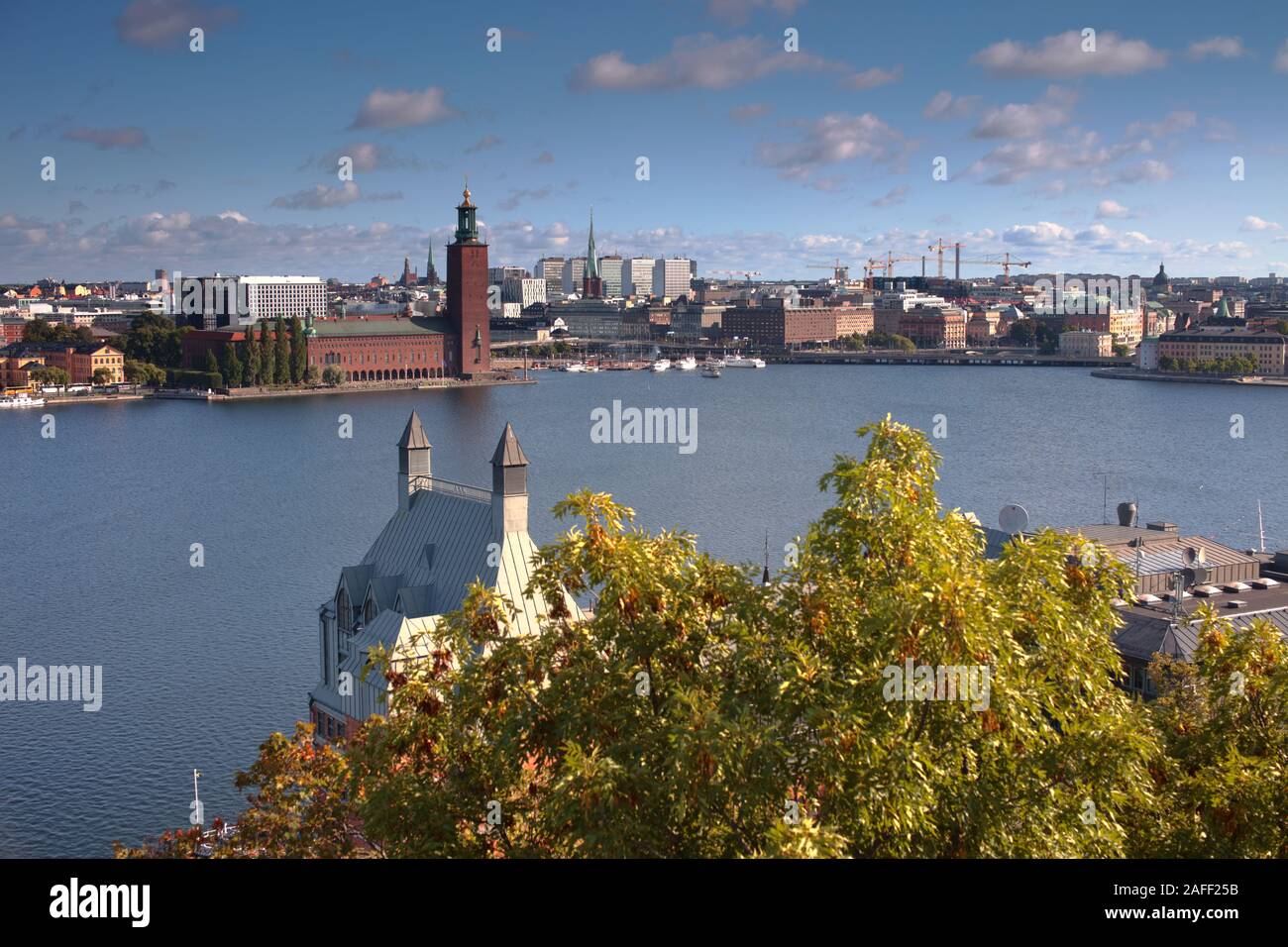 Stockholm, Sweden - August 20, 2017: Cityscape of Swedish capital with ...