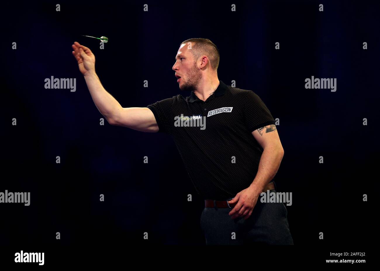 Arron Monk in action at the William Hill World Darts Championship ...