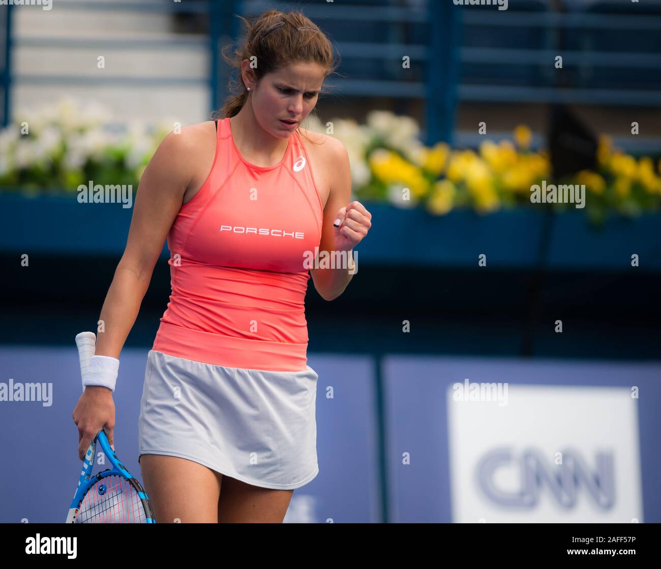 Julia Goerges of Germany in action during her first-round match at the ...