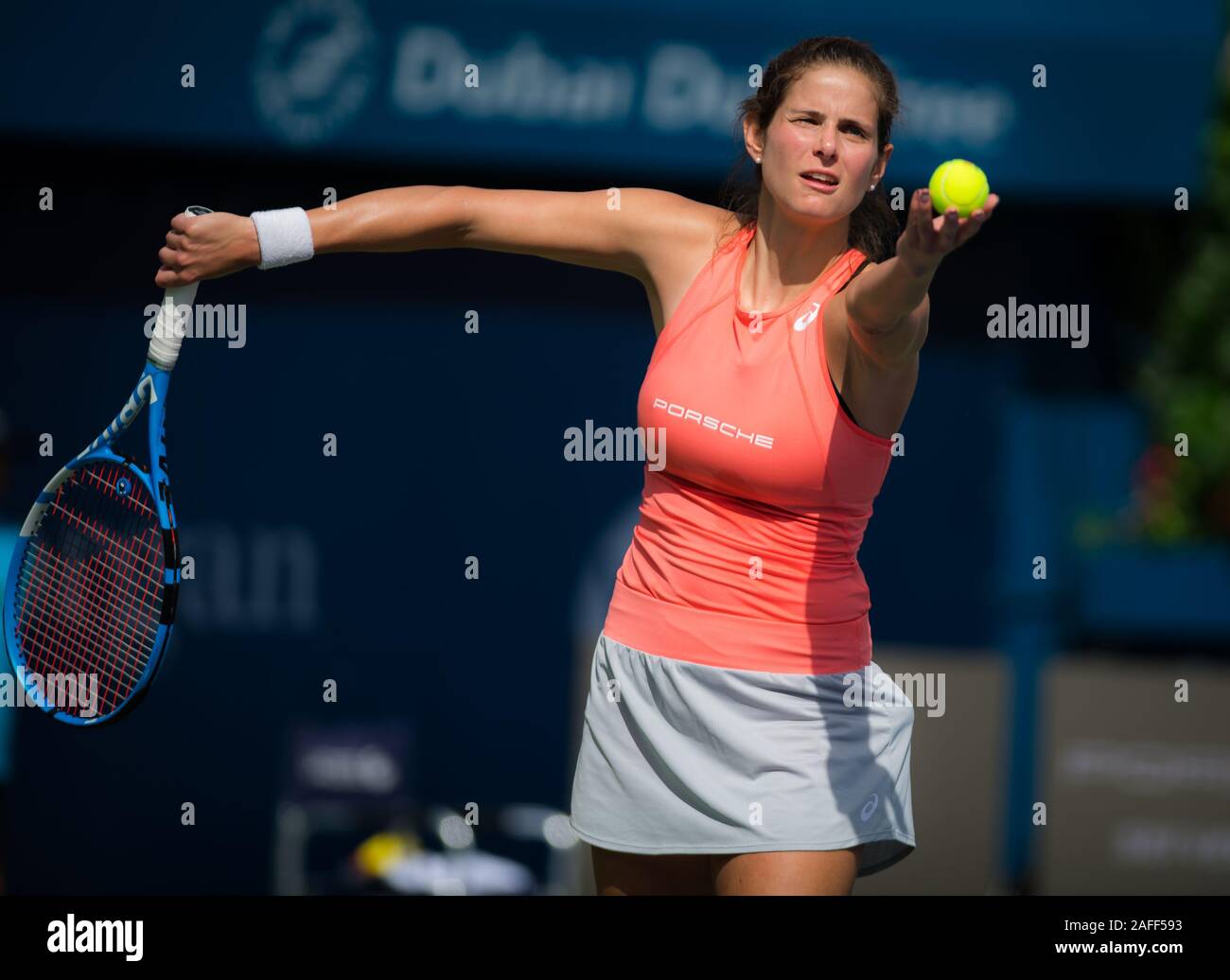 Julia Goerges of Germany in action during her first-round match at the ...