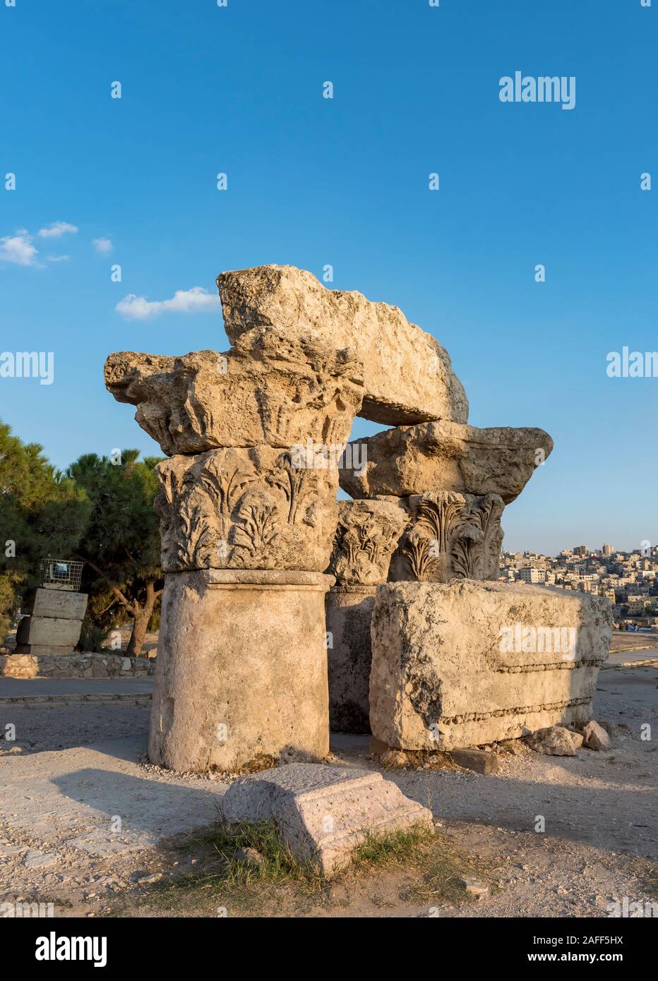 Column ruins, Amman Citadel, Jordan Stock Photo - Alamy