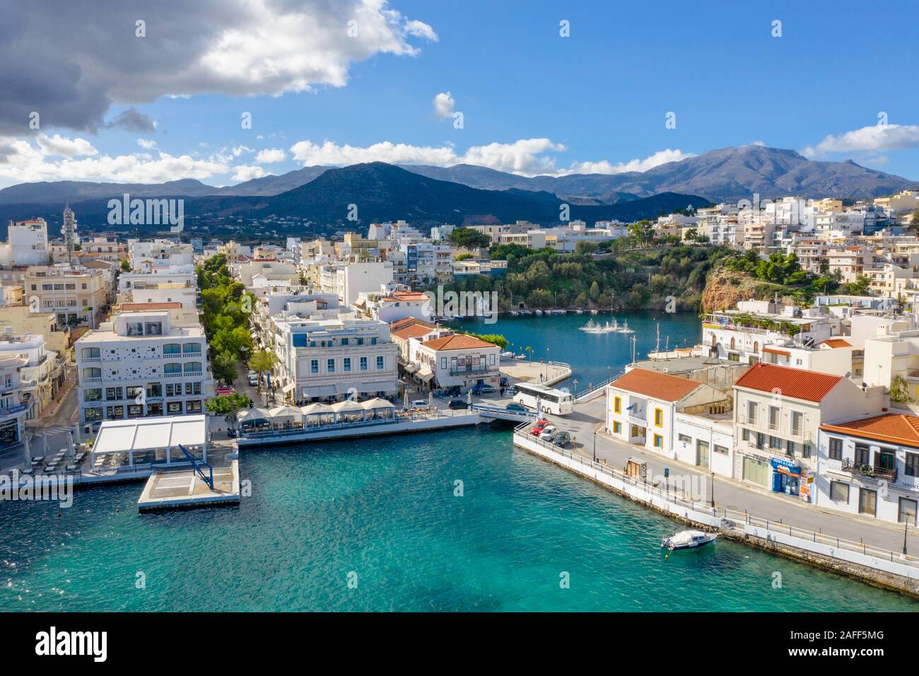 Agios Nikolaos, a picturesque coastal town with colorful buildings ...
