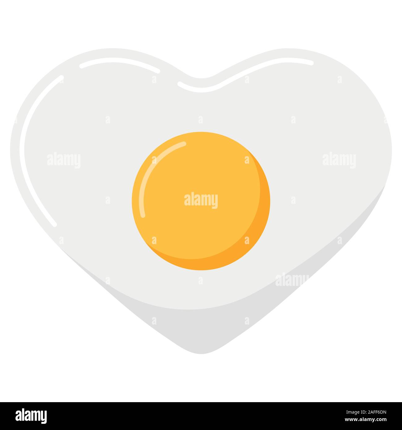 Fried heart shape egg with yellow yolk vector icon isolated on white background Stock Vector ...