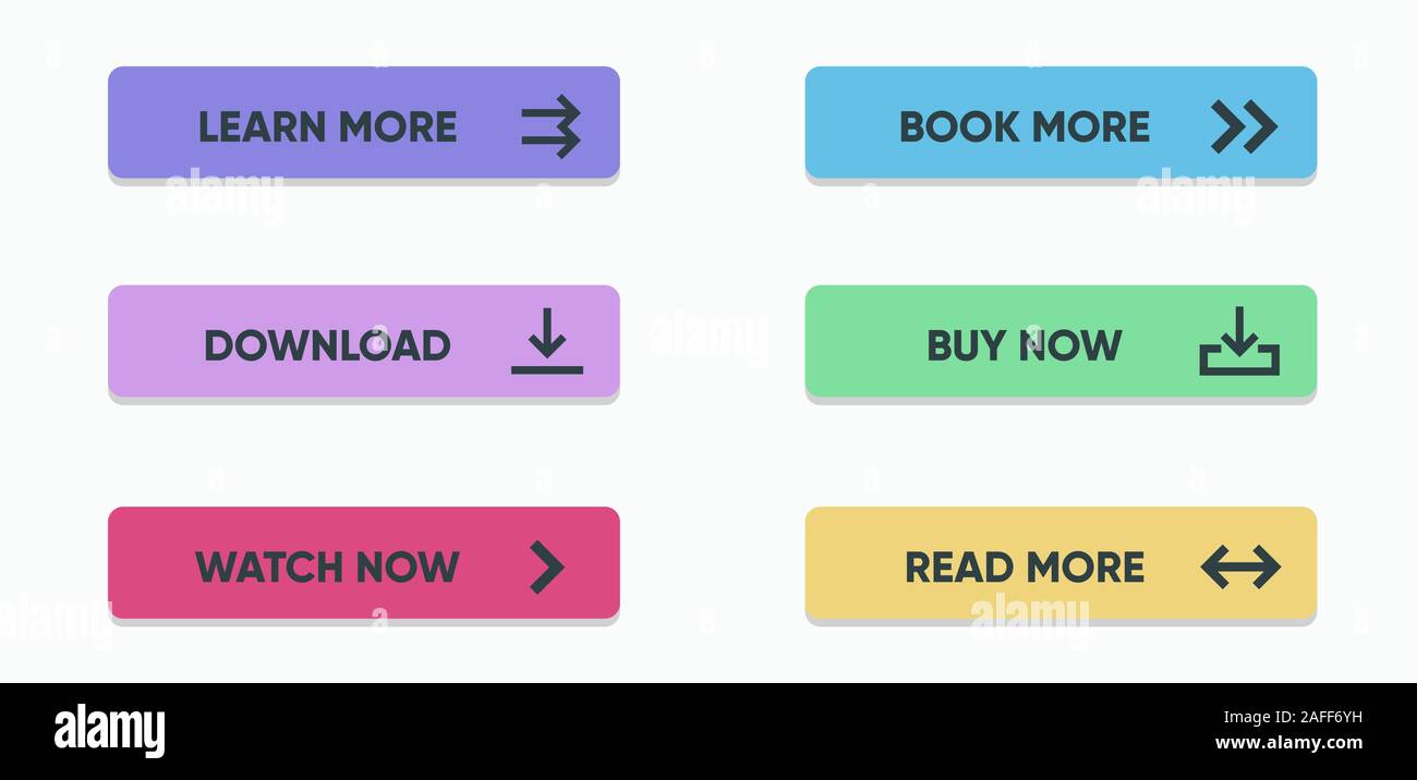 Set of vector modern material style buttons. Different gradient colors ...