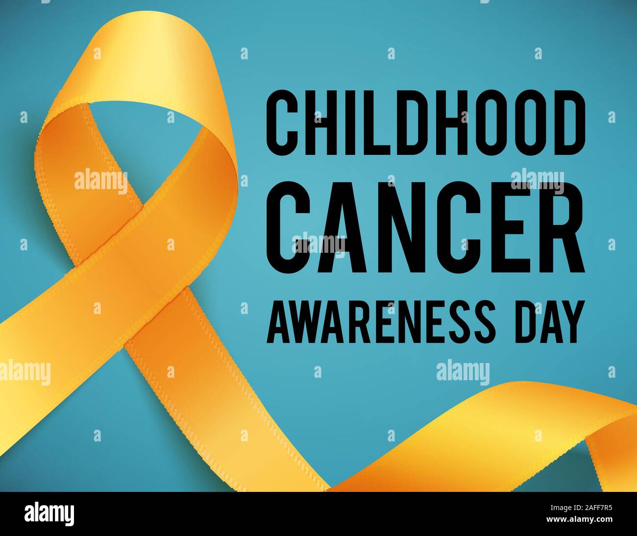 Realistic gold ribbon, childhood cancer awareness symbol, vector ...
