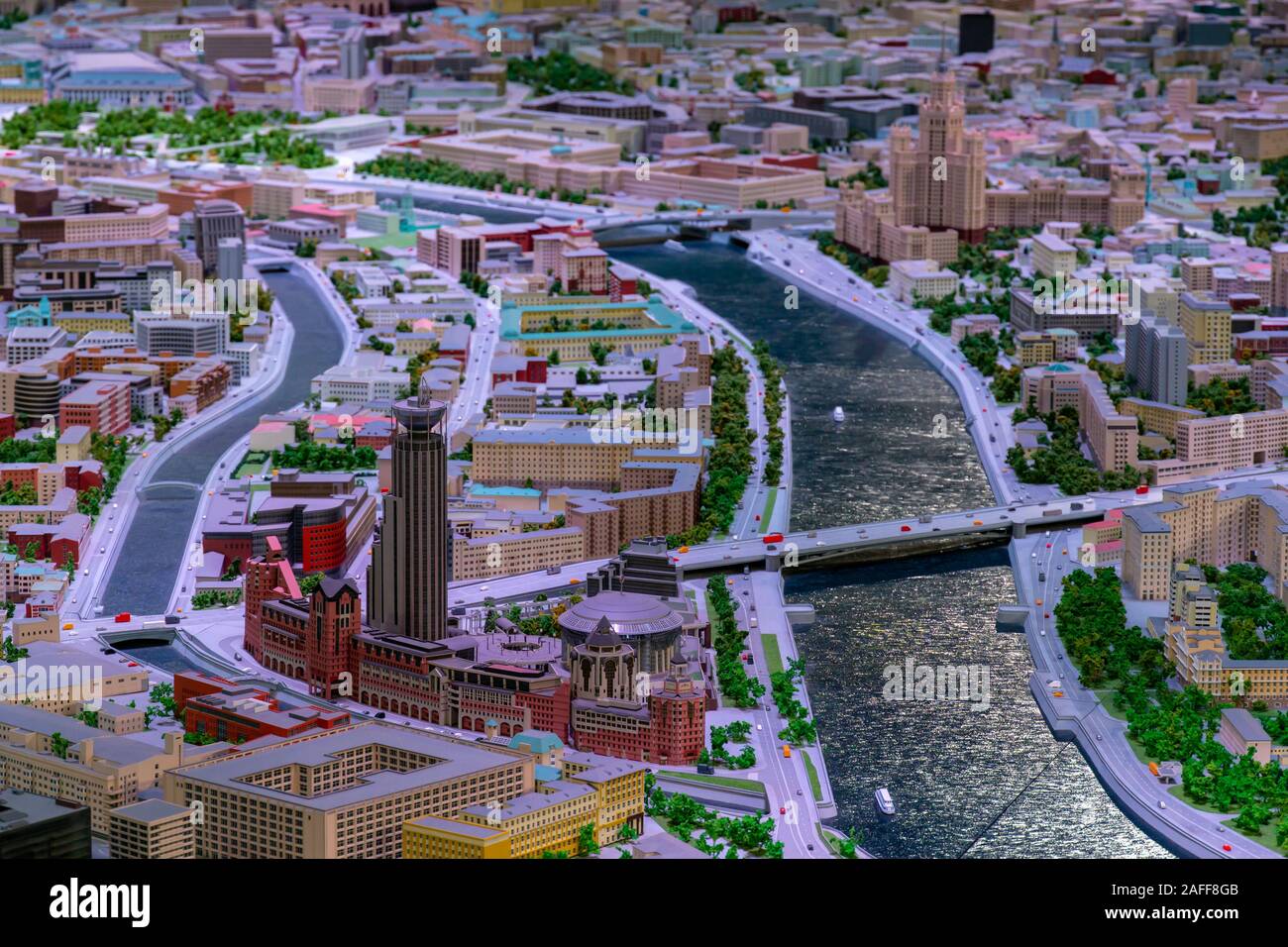 Moscow, Russia - JULY 2019: VDNKh, Moscow City scale model, Moscow ...