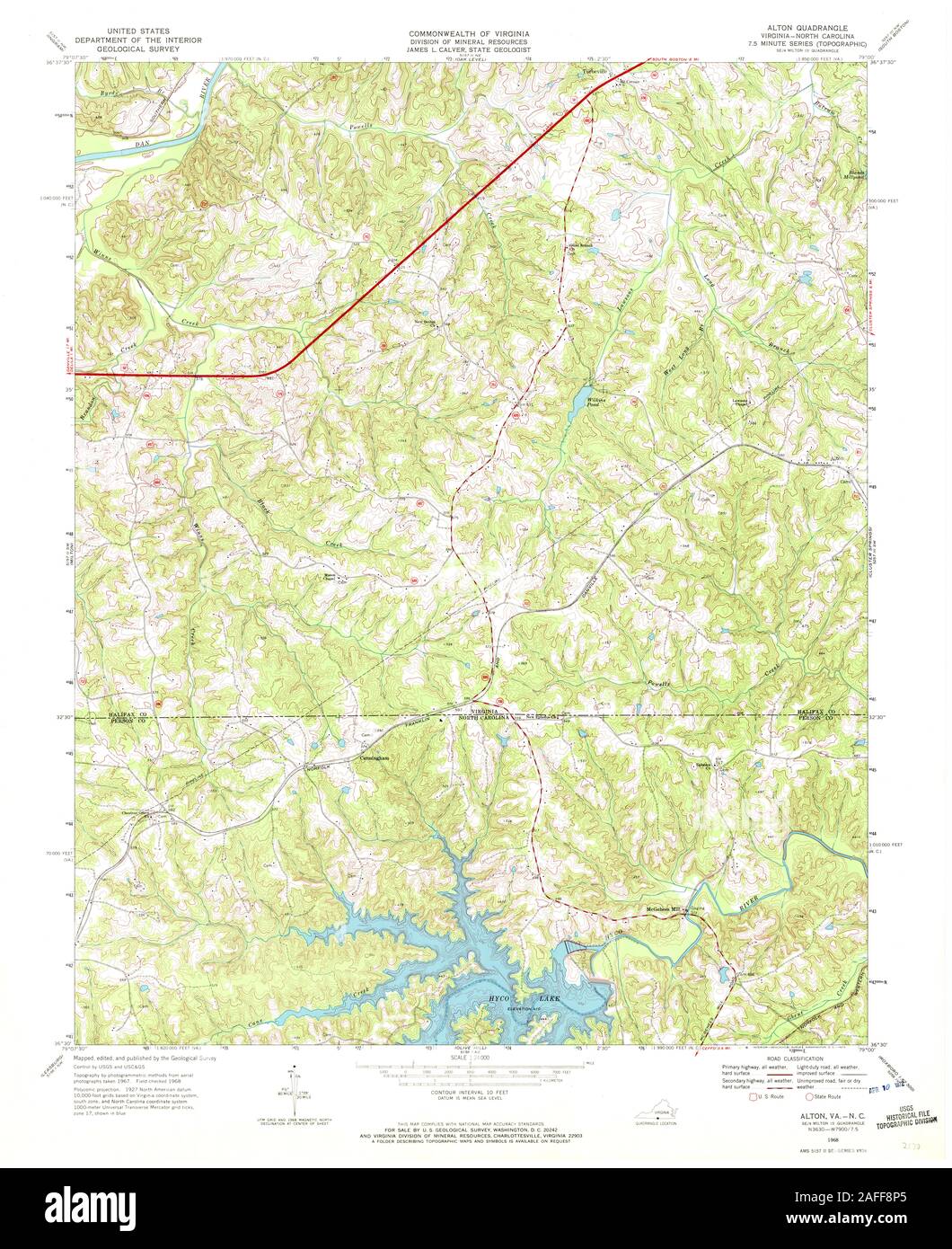 USGS TOPO Map North Carolina VA Alton 183904 1968 24000 Restoration ...