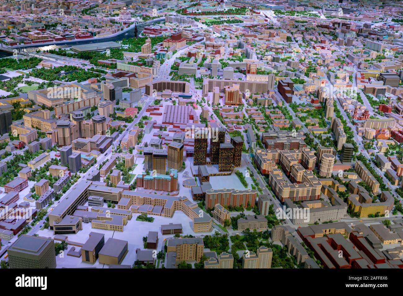 Moscow, Russia - JULY 2019: VDNKh, Moscow City scale model, center of ...