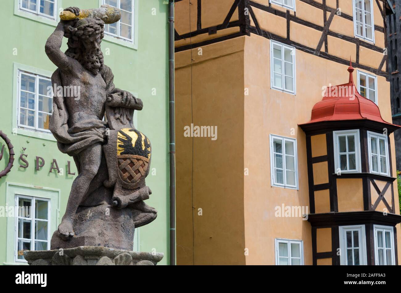 CHEB, CZECH REPUBLIC. 2nd August 2019. The statue of Hercules in the ...