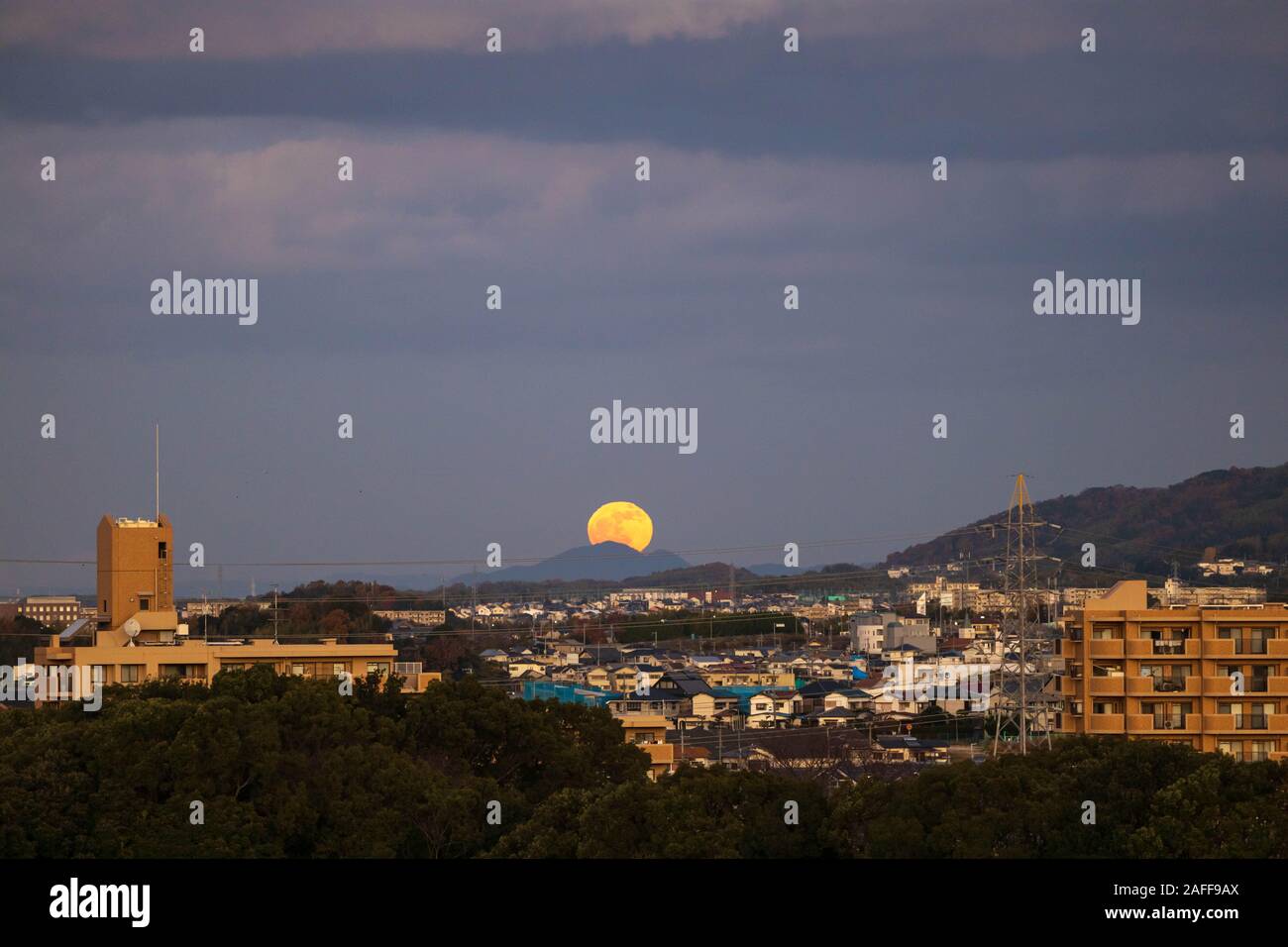 Full moon over mountain village hi-res stock photography and images - Alamy