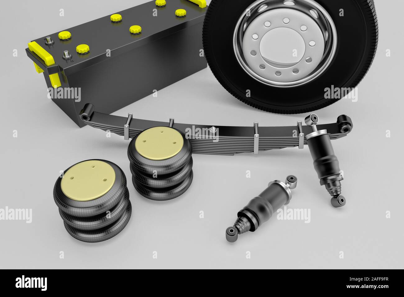 Many new auto parts for commercial transport truck. Spare parts for ...