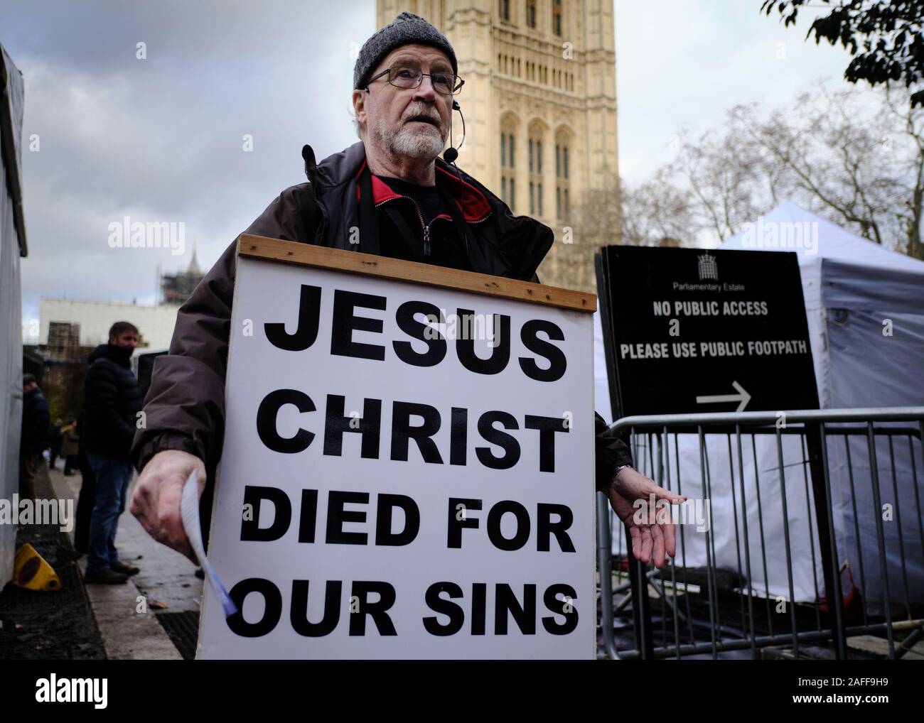 Proselytising Christian in the entrance to press enclave on College ...