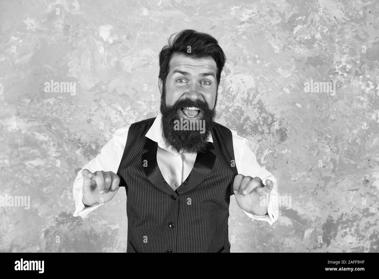 Hora dance. Happy jewish man dance on abstract wall. Bearded man dance ...