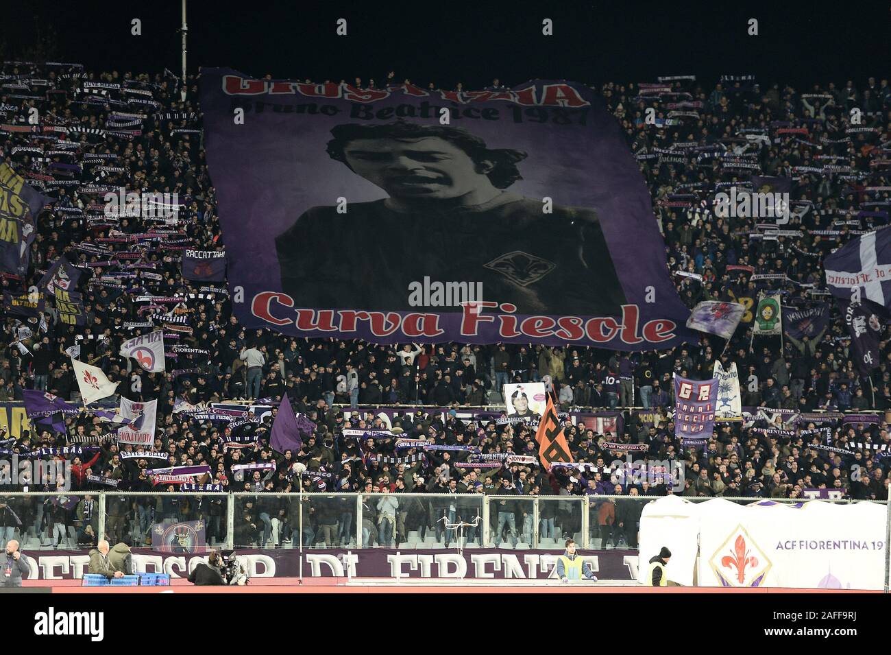 Firenze, Italy, 15 Dec 2019, the coregrafia of fans of fiorentna in ...
