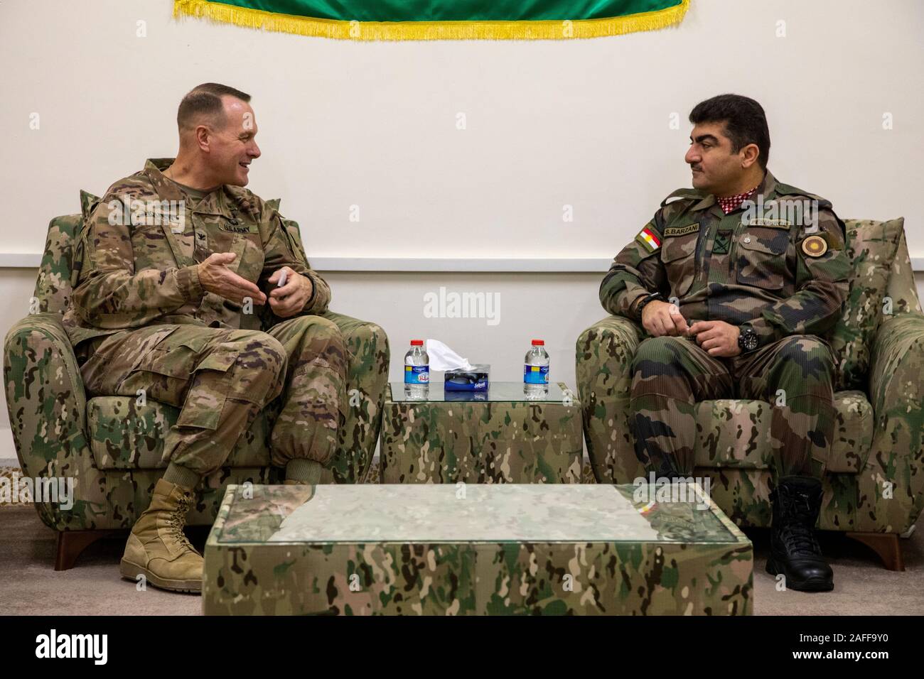 Peshmerga Commander Maj. Gen. Sirwan Barzani, right, meets with U.S ...