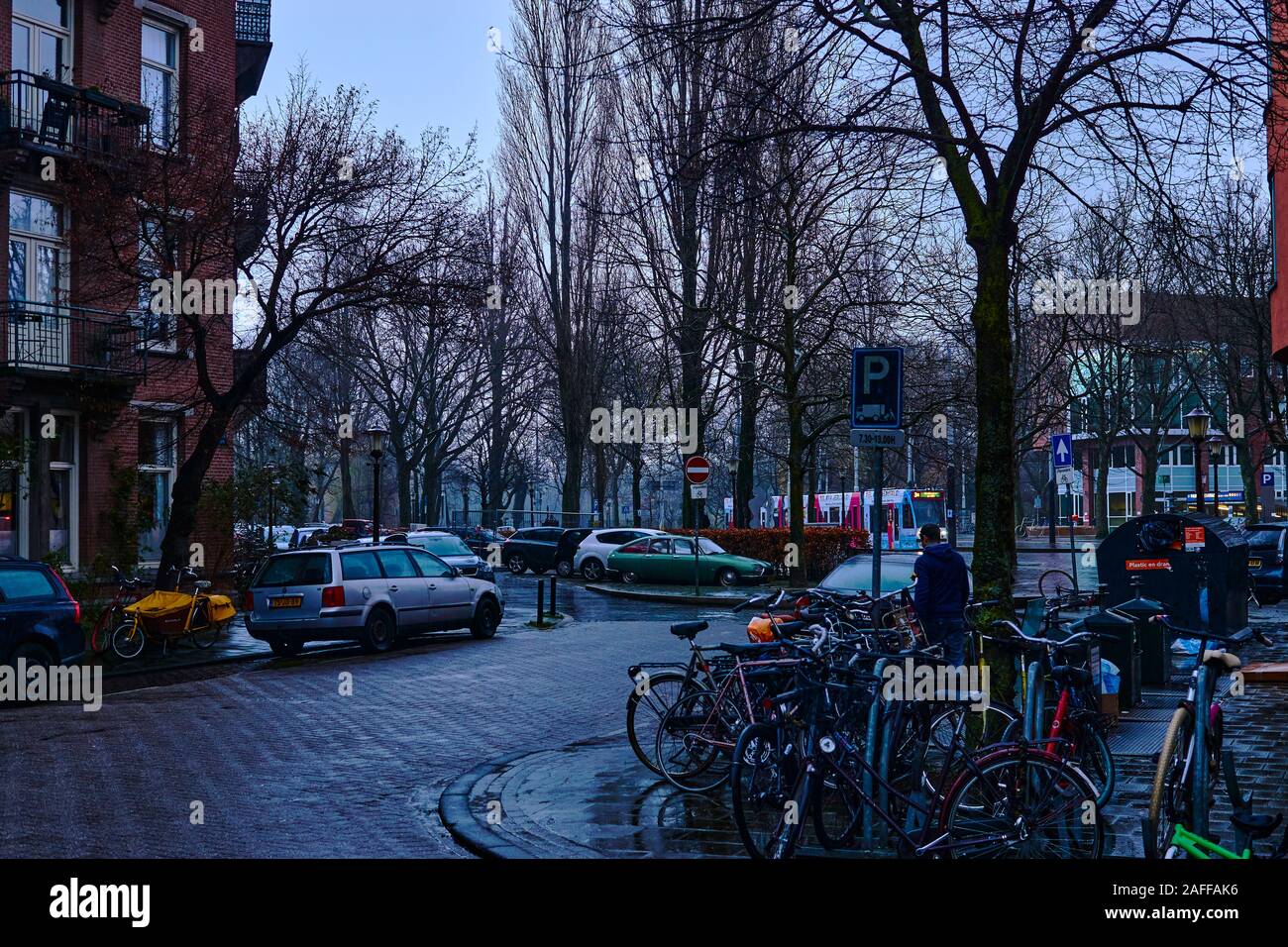 Amsterdam East side neighbourhoods (Oost/Oosterparkbuurt) on a rainy ...
