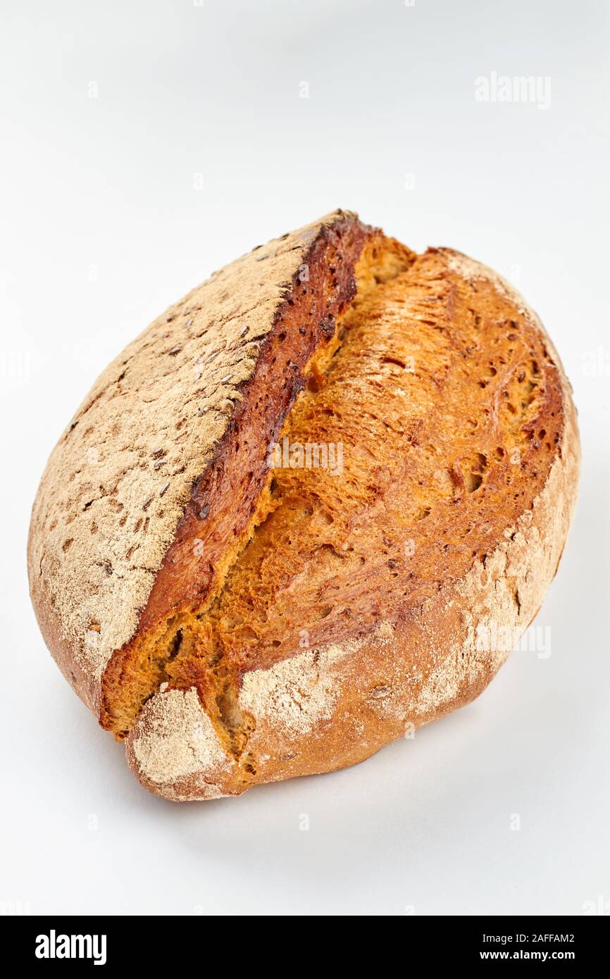 Rustic homemade bread on white background Stock Photo - Alamy