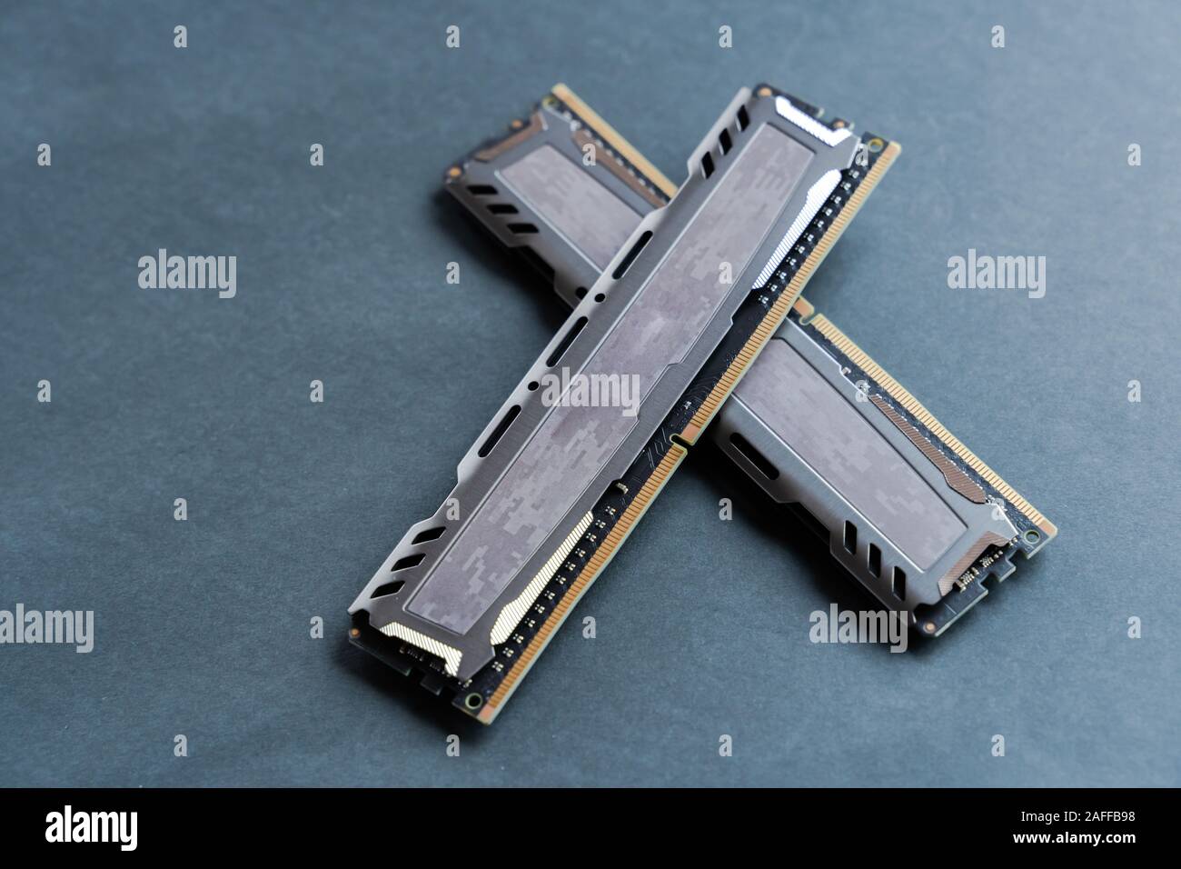 Two memory modules. Fast DDR4 RAM. Gamer DRAM sticks. PC gaming ...