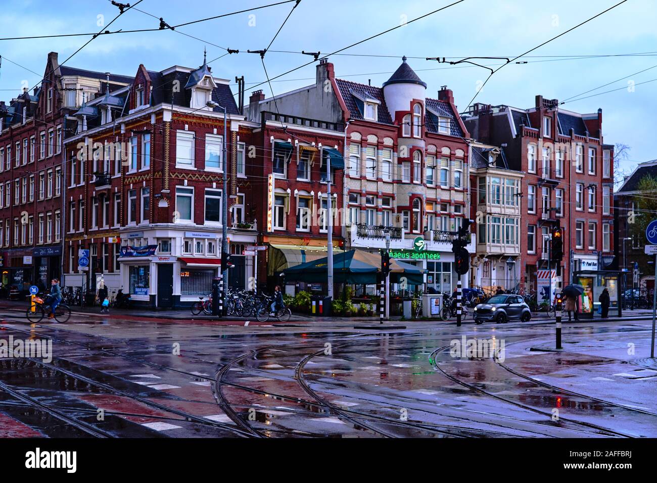 Amsterdam East side neighbourhoods (Oost/Oosterparkbuurt) on a rainy ...