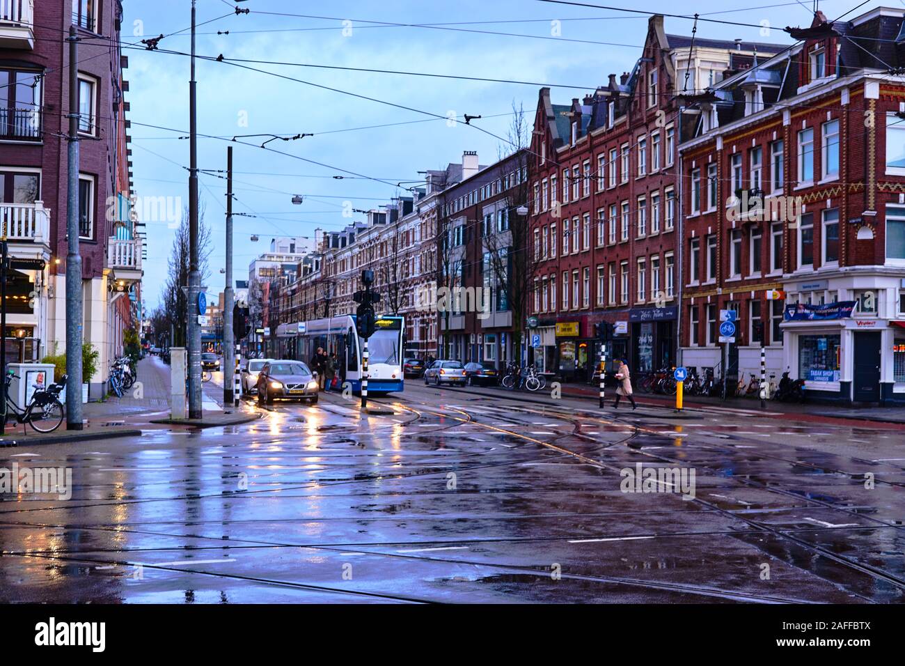 Amsterdam East side neighbourhoods (Oost/Oosterparkbuurt) on a rainy ...