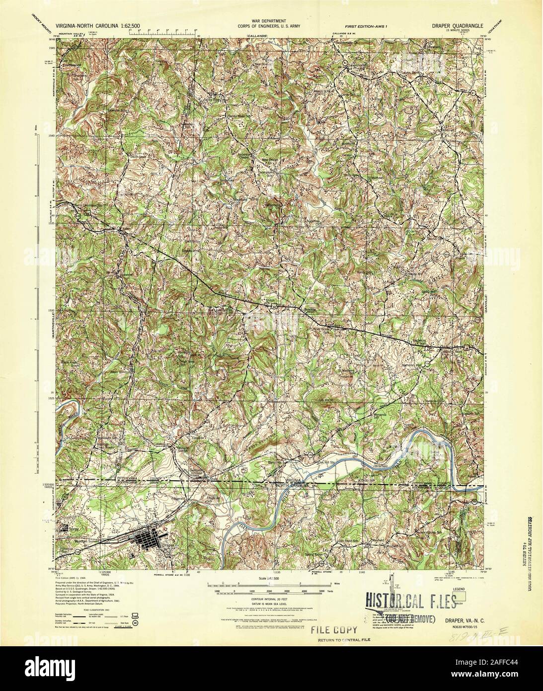 USGS TOPO Map North Carolina VA Draper 188058 1944 62500 Restoration ...