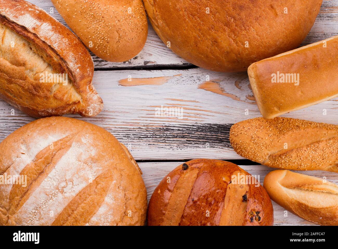 Frame made with different bread loaves Stock Photo - Alamy
